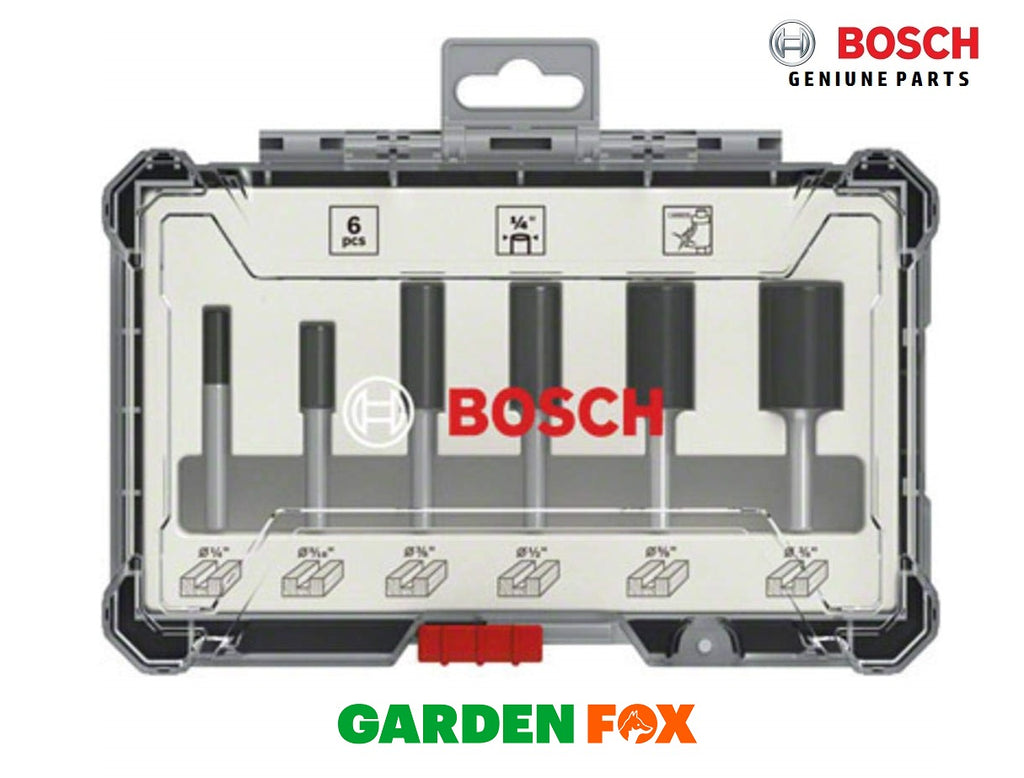 new £29.97 BOSCH Router SET 6 Piece Straight 1/4 Shank 2607017467 3165 ...
